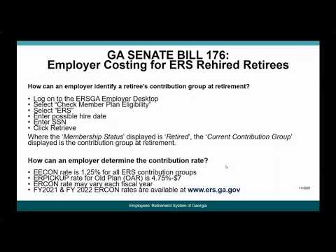 Video: GA SB176 - Employer Costing for ERS Rehired Retirees - Employees ...